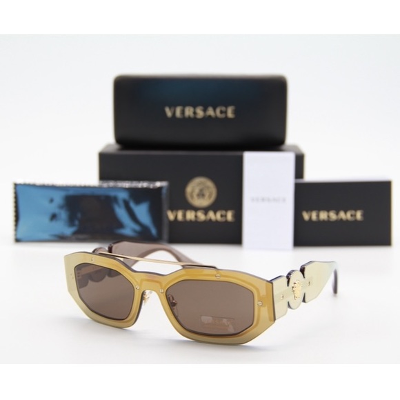 Versace | Accessories | New Versace Ve2235 023 Brown Gold Sunglasses ...